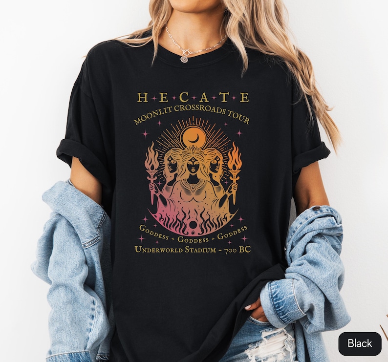 Hecate Triple Goddess Concert T-shirt | Greek Mythology Tee | Moonlit ...
