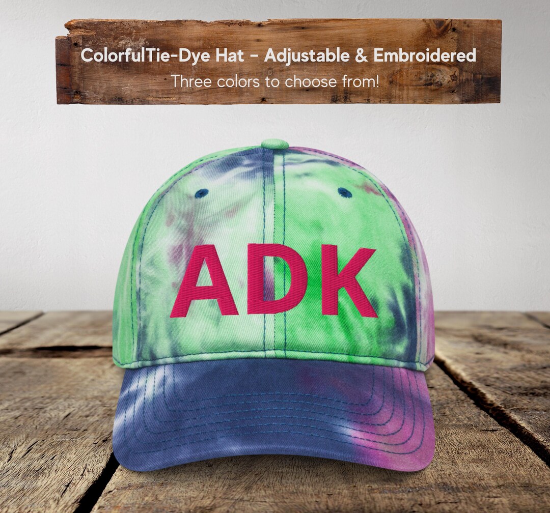 Adirondack Tie-dye Dad Hat: Embroidered ADK, Adjustable Cap - Etsy