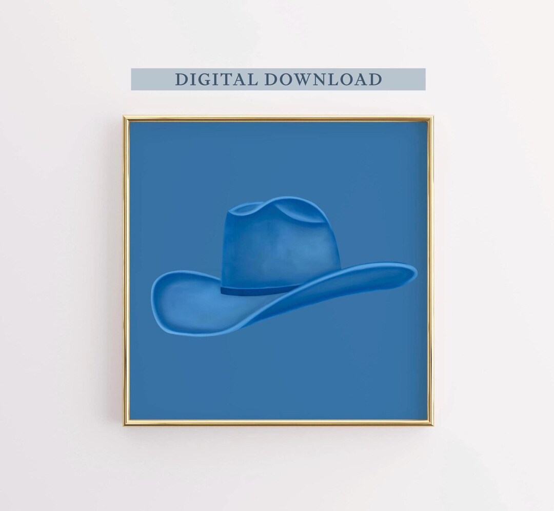 Light Blue Cowboy Hat Art Print | Digital Download | Western Wall Art ...
