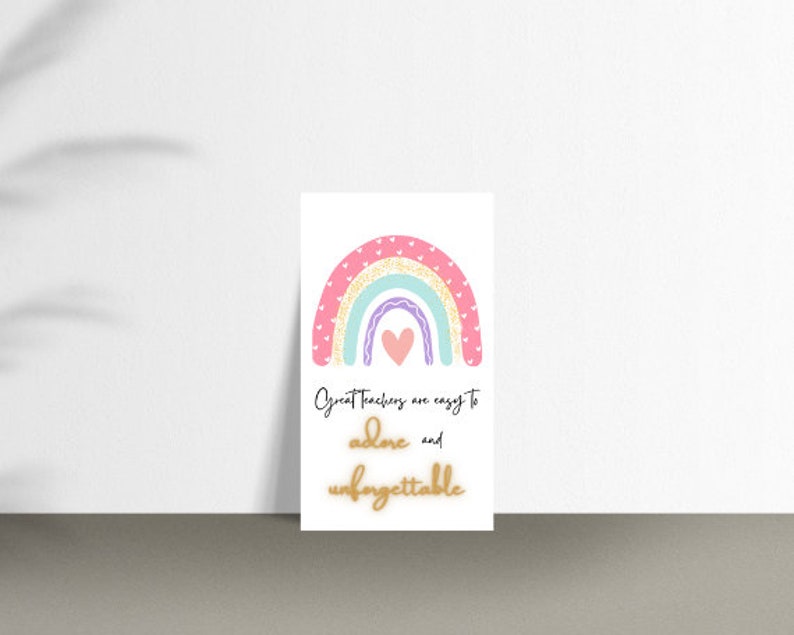 Editable Rainbow Teacher Appreciation Card, Thank You Card for Amazing ...