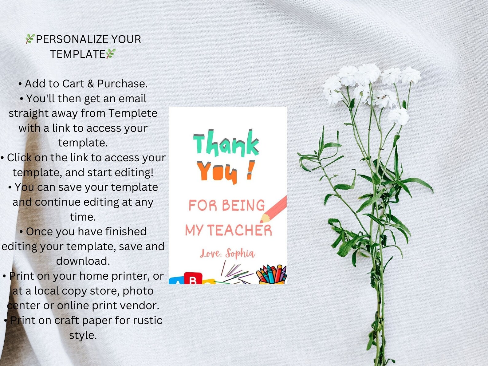 Editable Teacher Appreciation Gift Tag, Customized Thank You Card for ...