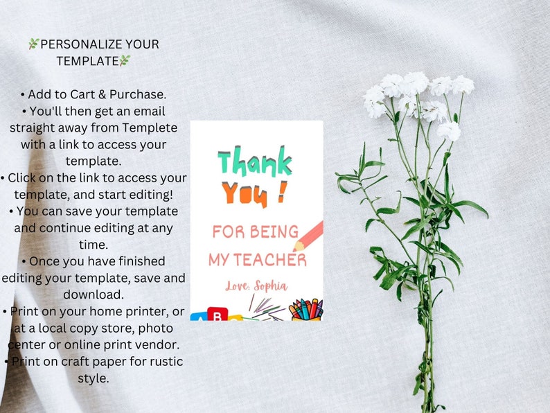Editable Teacher Appreciation Gift Tag, Customized Thank You Card for ...