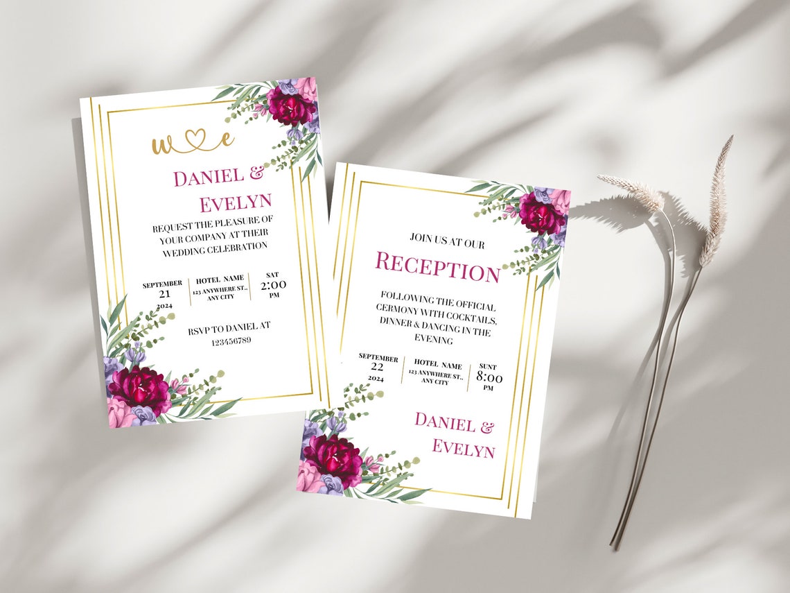 Editable Wedding Invitation Card Templates, Customizable Invitations ...