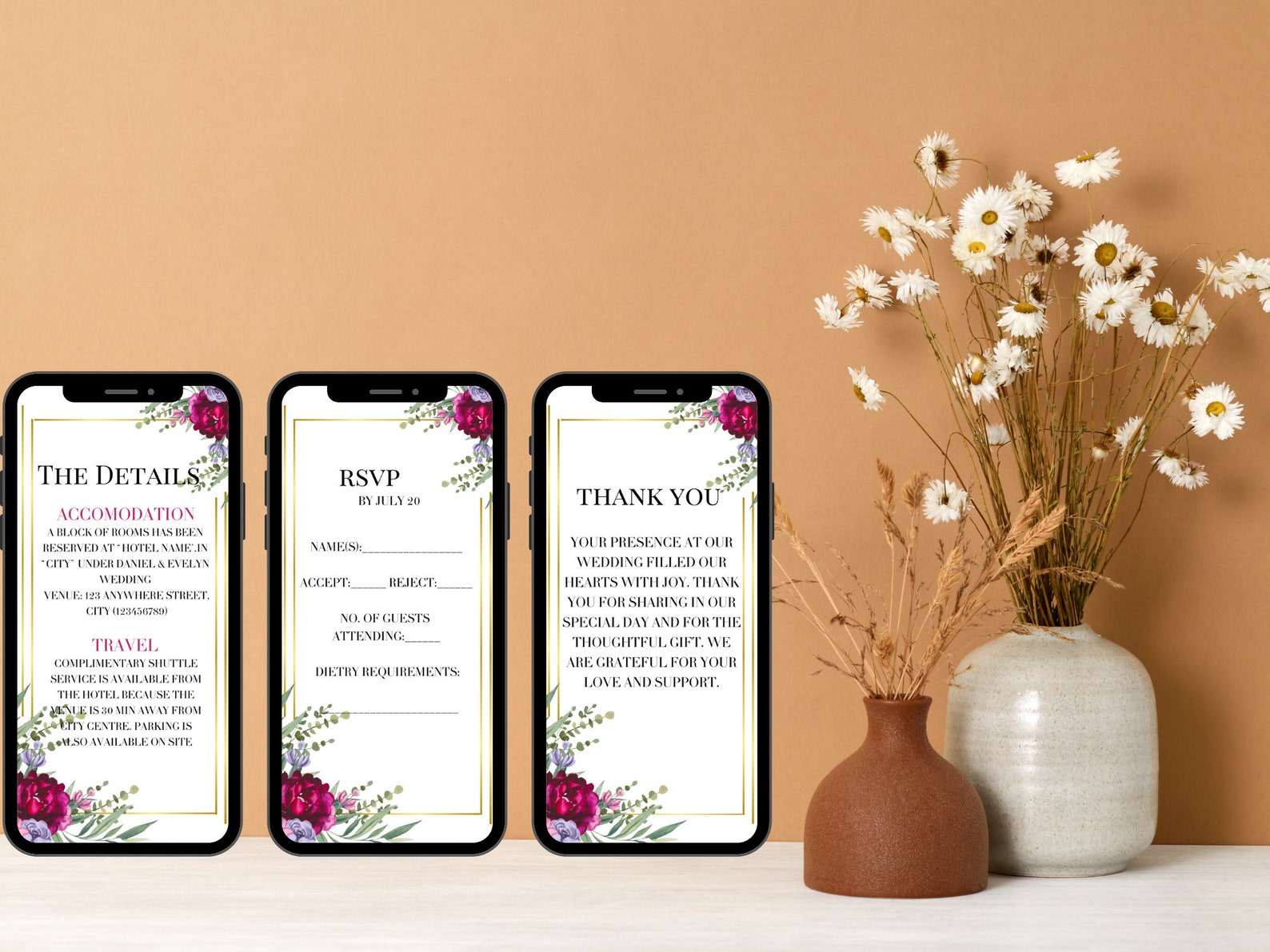 Editable Wedding Invitation Card Templates, Customizable Invitations ...