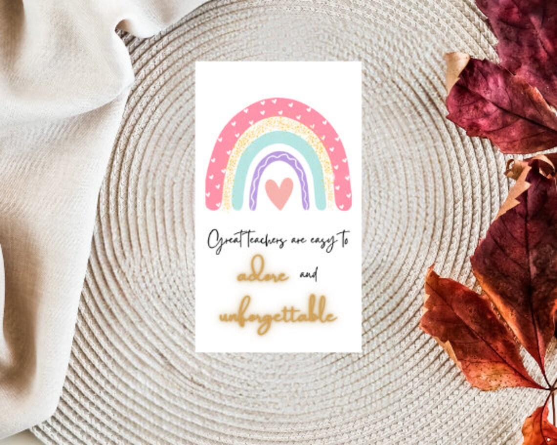 Editable Rainbow Teacher Appreciation Card, Thank You Card for Amazing ...