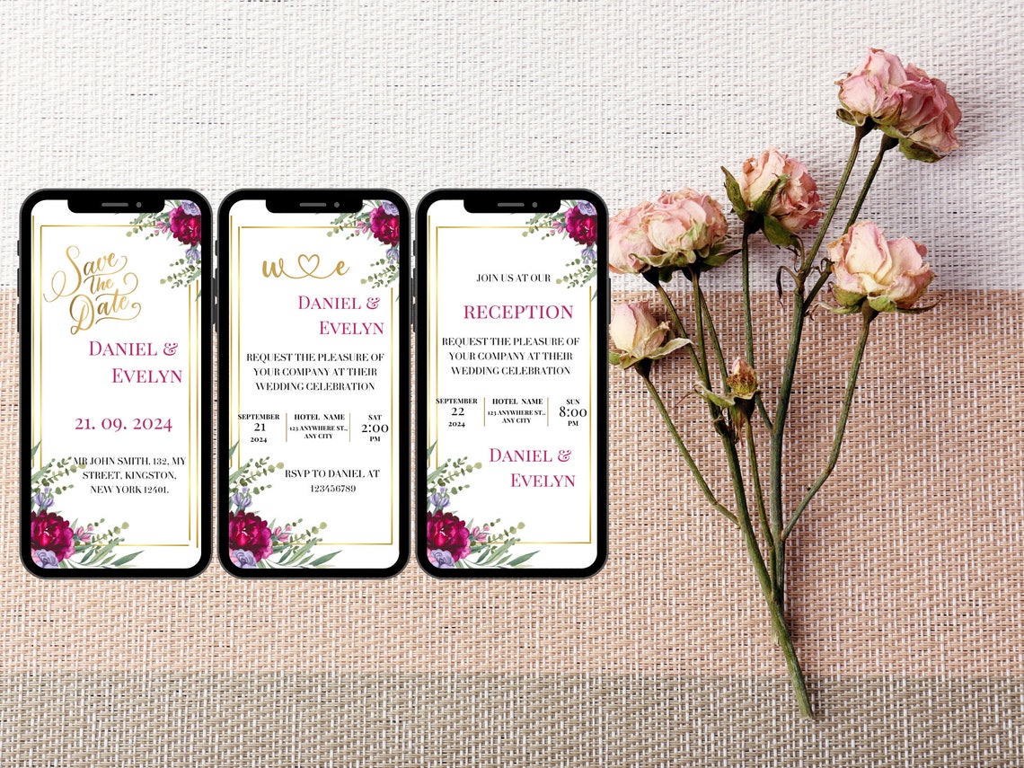 Editable Wedding Invitation Card Templates, Customizable Invitations ...