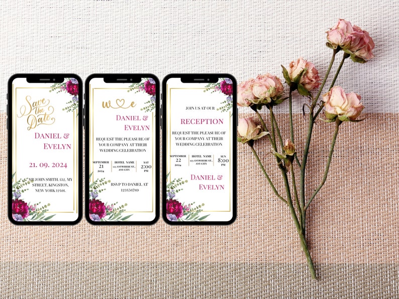 Editable Wedding Invitation Card Templates, Customizable Invitations ...