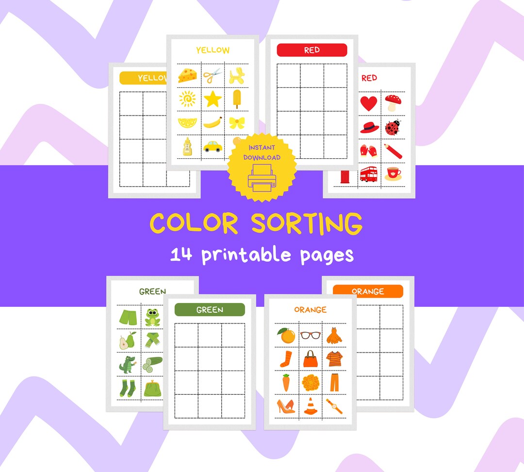 Color Sorting Game Included 7 Colors and 14 Pages, Color Matching ...