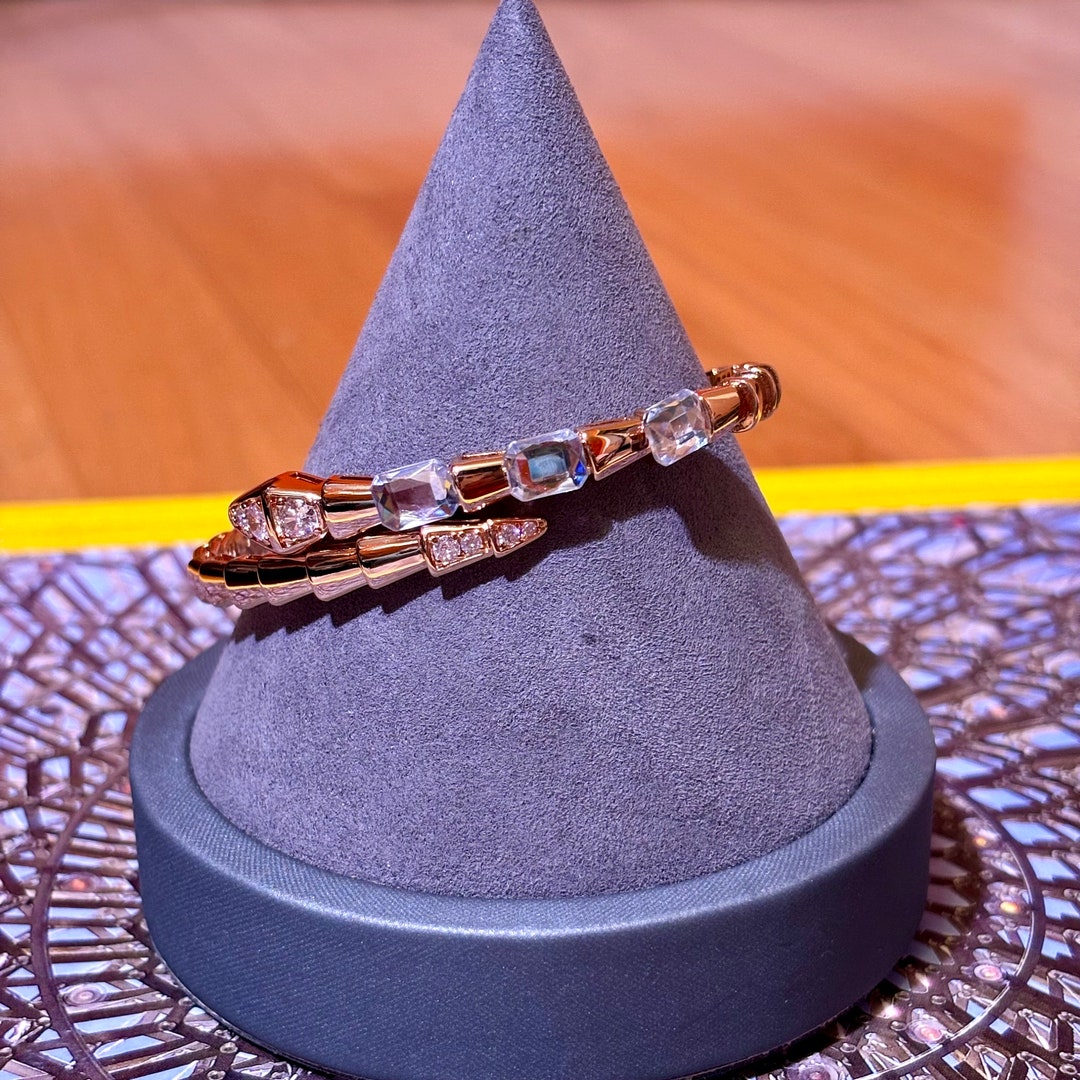 Snake Bracelet, Serpent Chain Link, Rose Gold Bling - Etsy