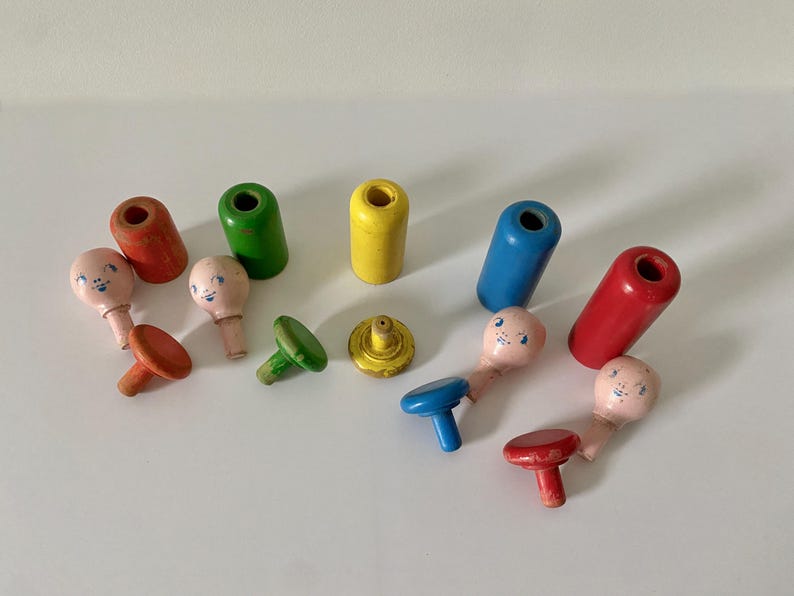 Vintage 1950’s Playskool Wooden Dolly Pull Wagon Pull Toy - Etsy