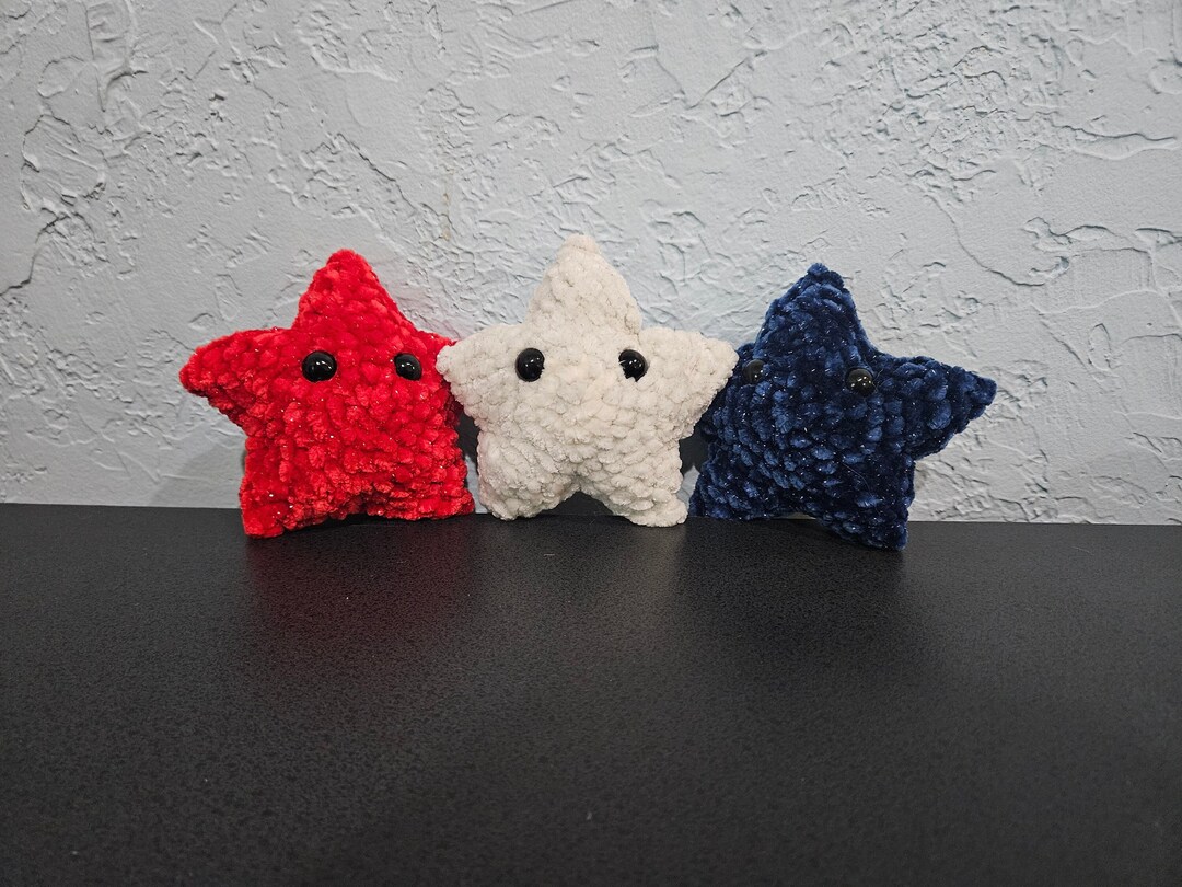 Crochet Red, White, and Blue Sparkle Stars ready to Ship - Etsy