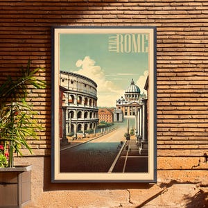 Vintage Rome Wall Art Digital Poster Colosseum and St. Peter's Basilica ...