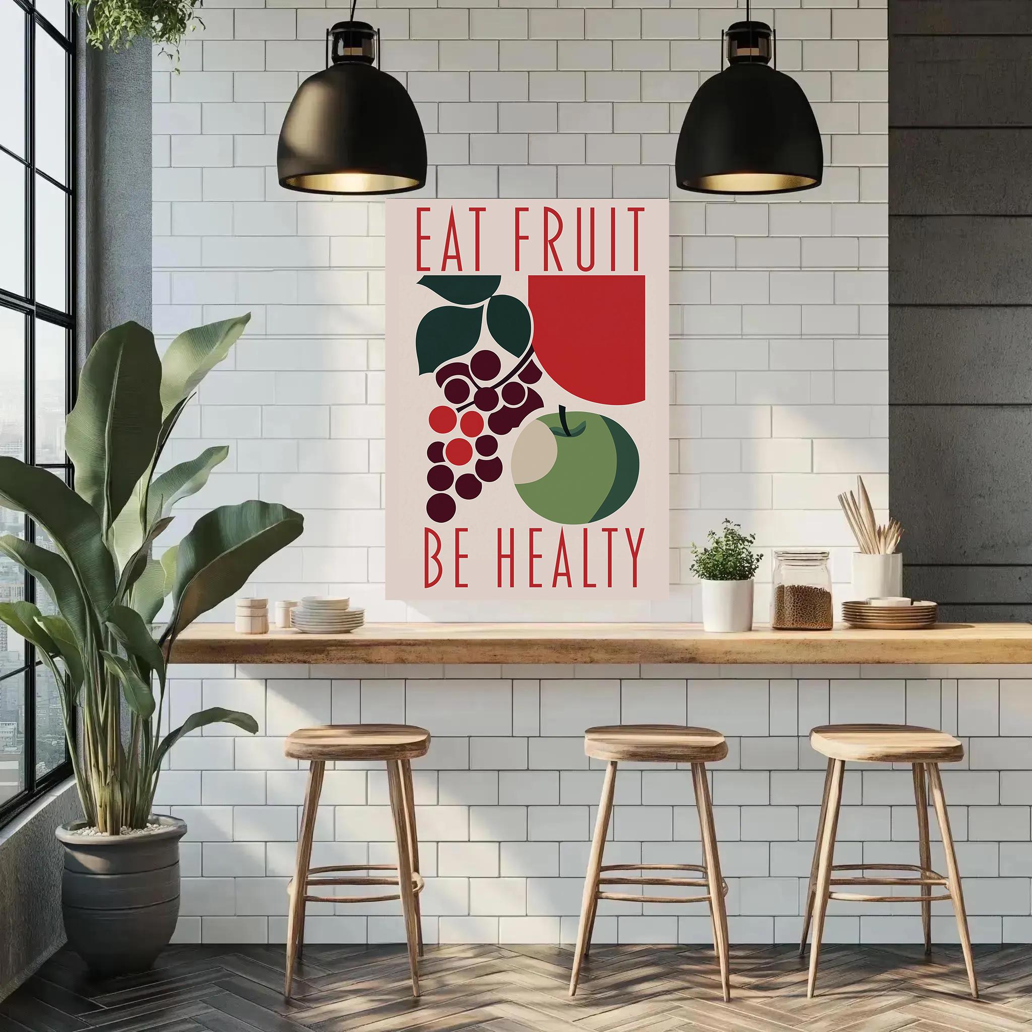 Eat Fruit Be Healthy - Vibrant Retro Digital Poster for Nutrition and ...