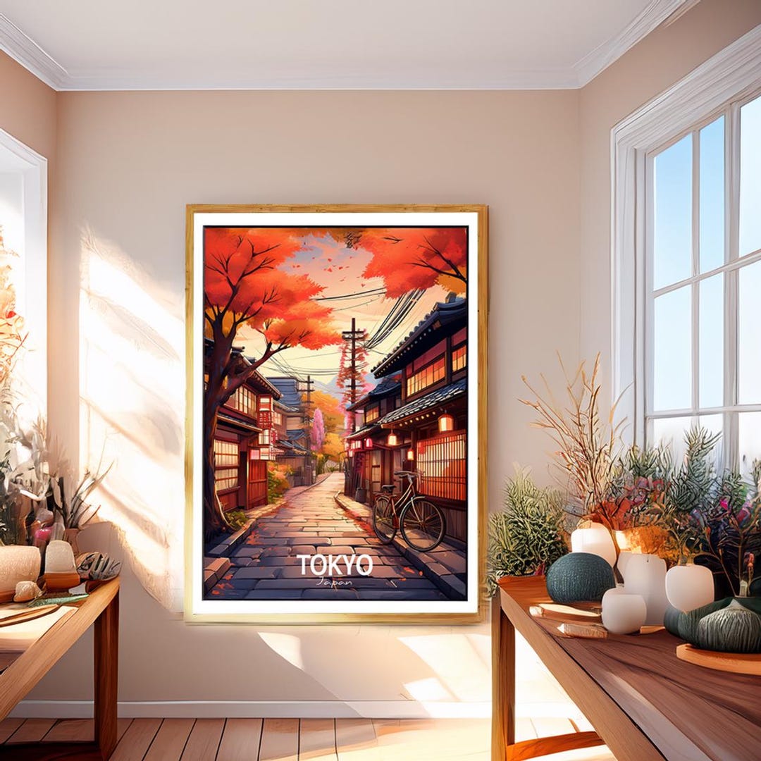 Vintage Tokyo Travel Poster Tokyo Tower Print Digital Art Asian ...