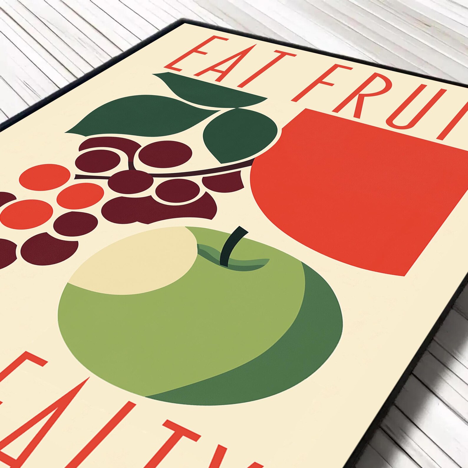 Eat Fruit Be Healthy - Vibrant Retro Digital Poster for Nutrition and ...