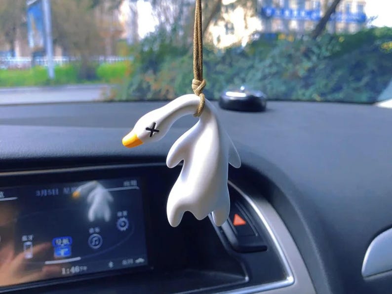 Funny Swing Goose Car Pendant - Cute Roast Duck Hanging Ornament for ...