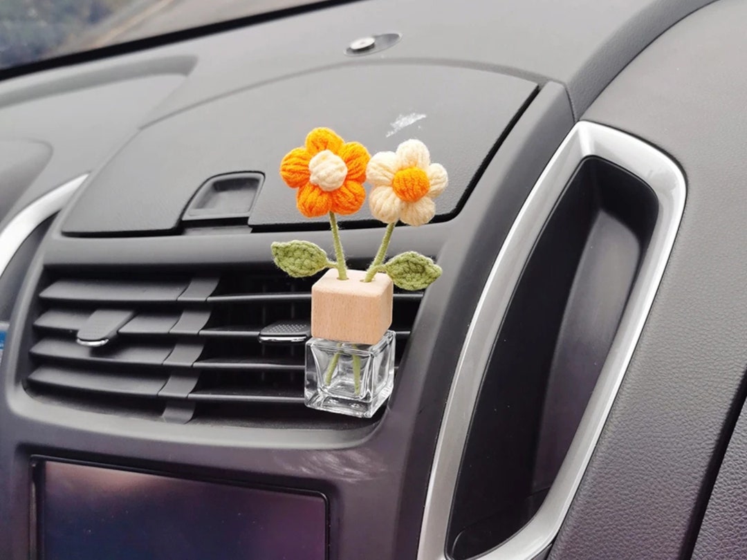 Handmade Crochet Flower Car Vent Clip: Kawaii Car Air Freshener - Etsy