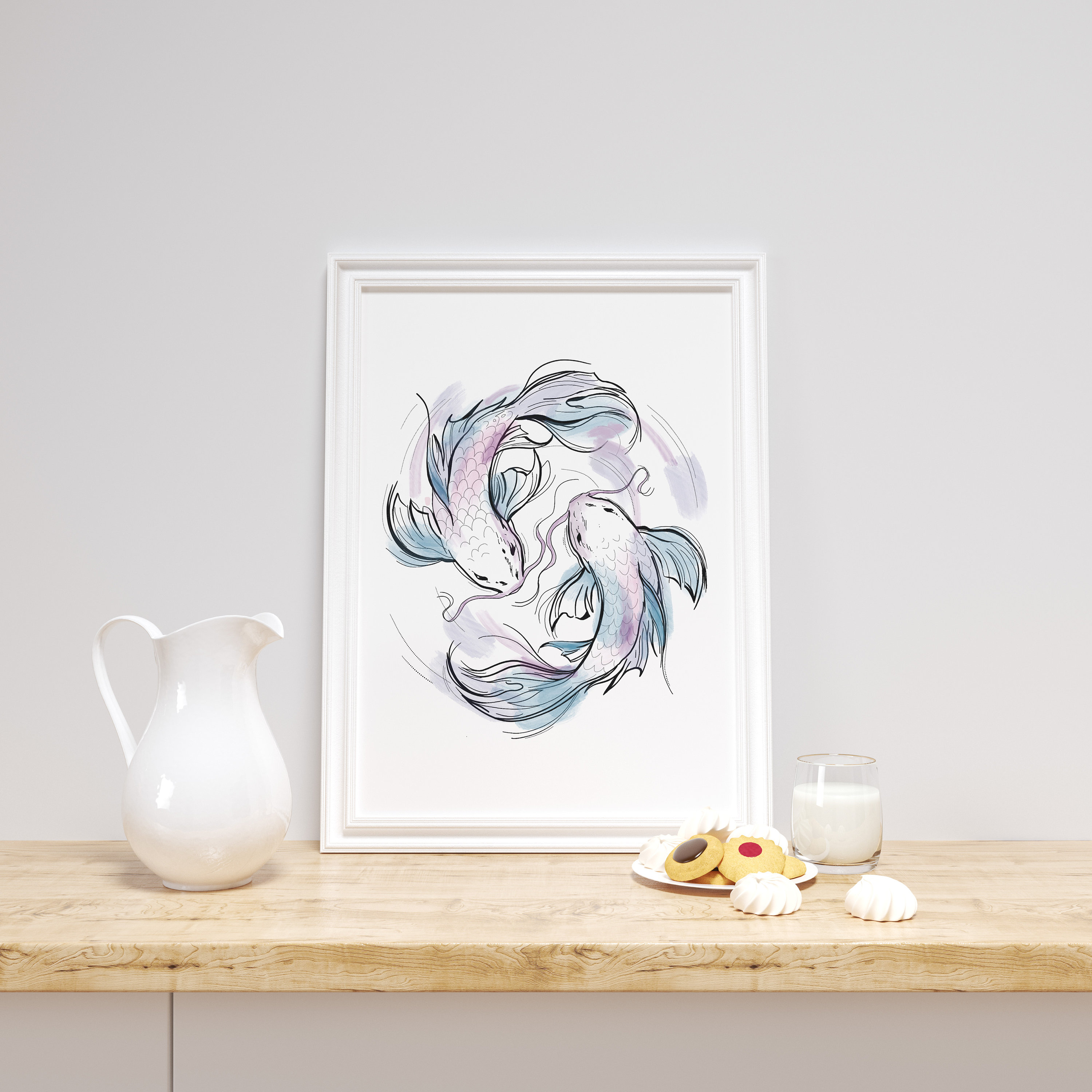 Koi Fish Painting - Digital Art Print - Etsy