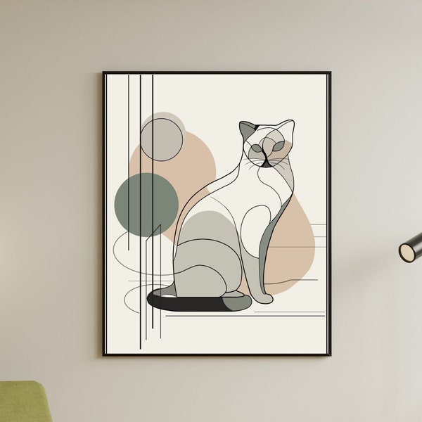 Modern Cat Art - Etsy