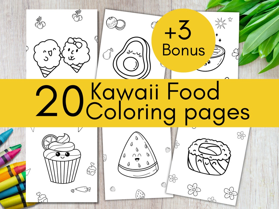 20 Kawaii Coloring Pages, Kawaii Food Coloring Pages for Kids, Cute ...