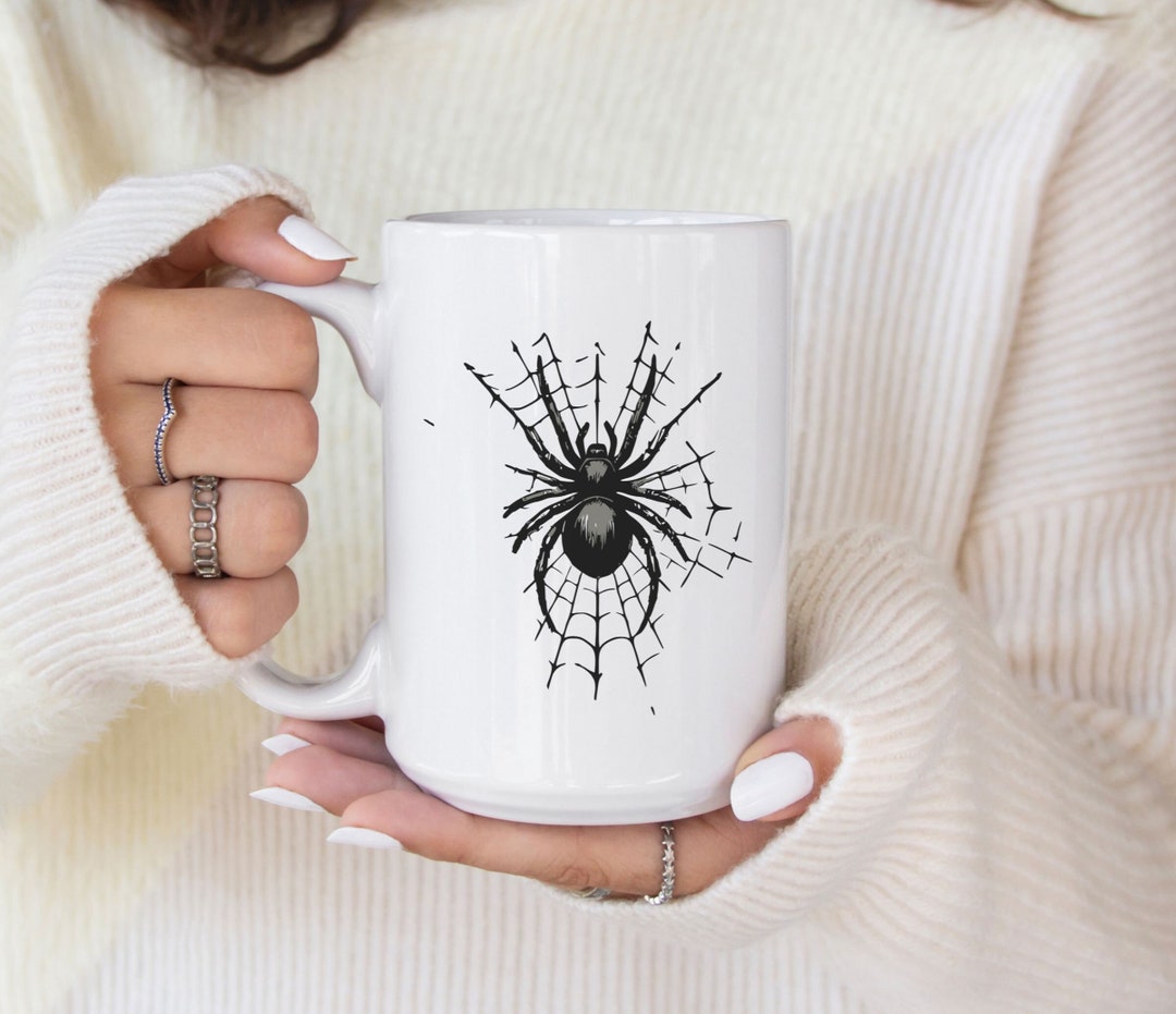 Spider Web, Gothic Coffee Mug, Halloween Coffee Cup, Creepy Spider Mug ...