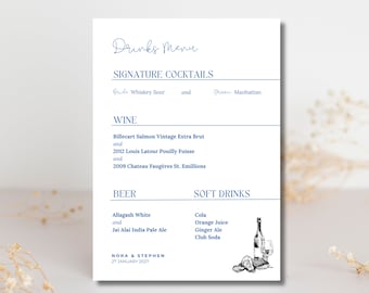 Nautical Blue Dinner Menu | Digital Wedding Template - Etsy
