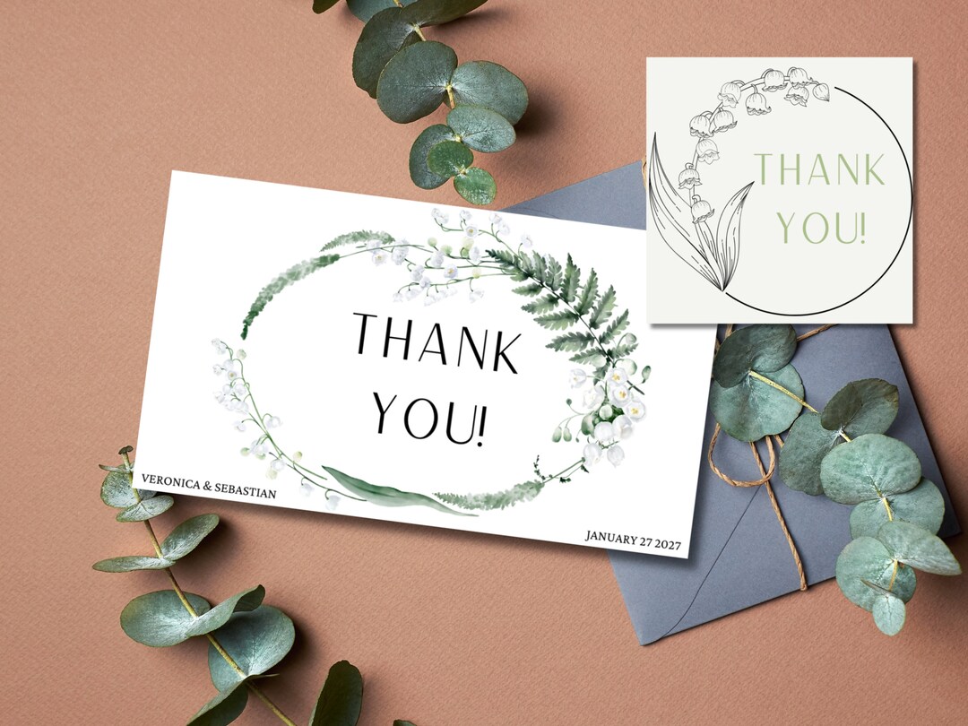 Modern Floral Sticker + Thank You Tag | Lily of the Valley Digital ...