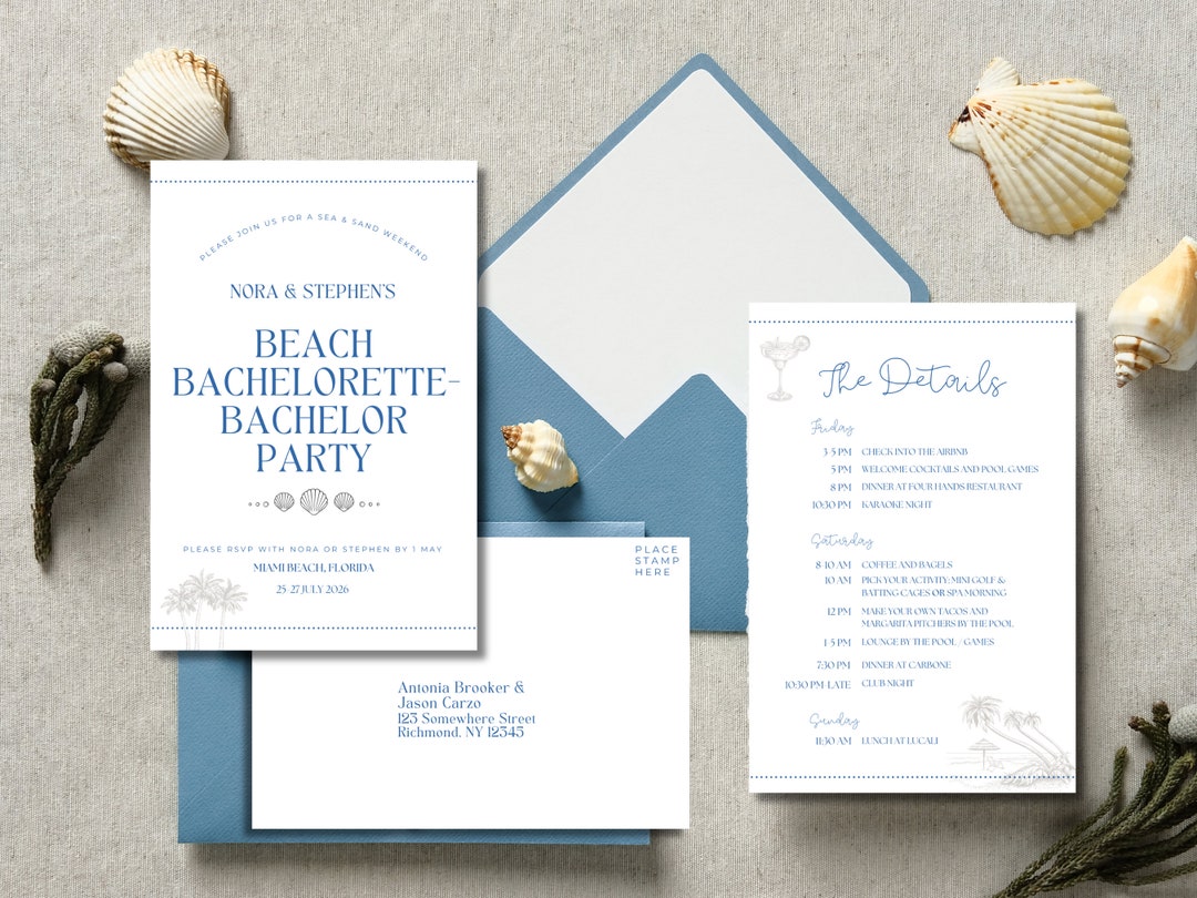 Nautical Blue Pre-wedding Invitation Bundle - Etsy