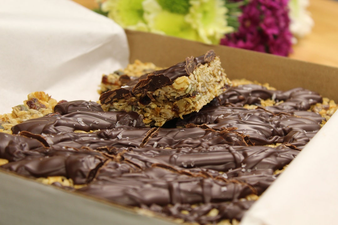 Vegan Fruit and Nut Flapjack With Dark Chocolate and Sea Salt, Loaded ...