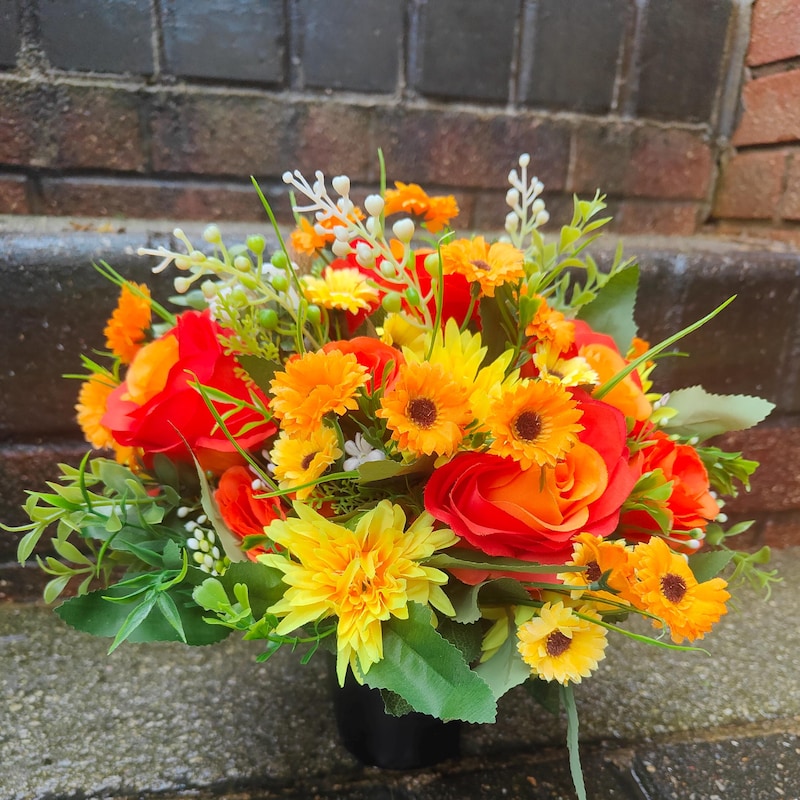 Grave Flower Pots Orange - Etsy UK