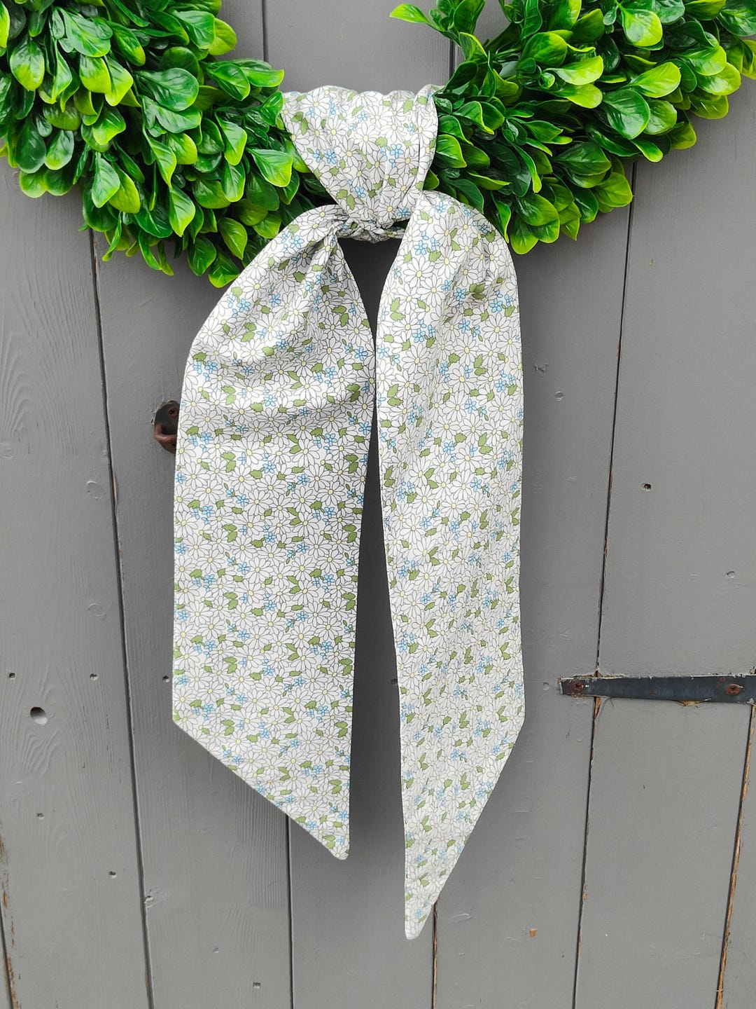 Sage Daisy Flower Wreath Sash Front Door | Yellow Summer Door Decor ...