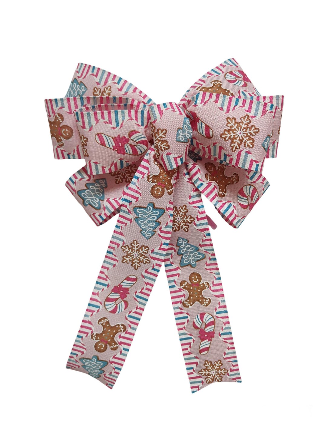 Pink Candy Land Christmas Bow Sweets Gingerbread Wreath Holiday Bows ...