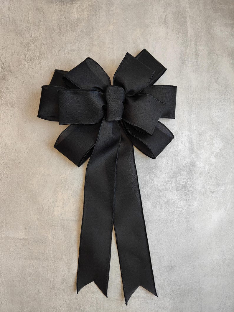 Handmade Black Bow Christmas Tree Topper, Wreath Decor Lantern Bow ...