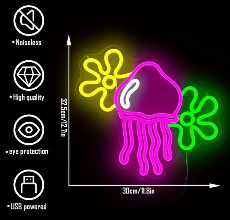 Spongebob Themed Neon Light Room Decor - Etsy