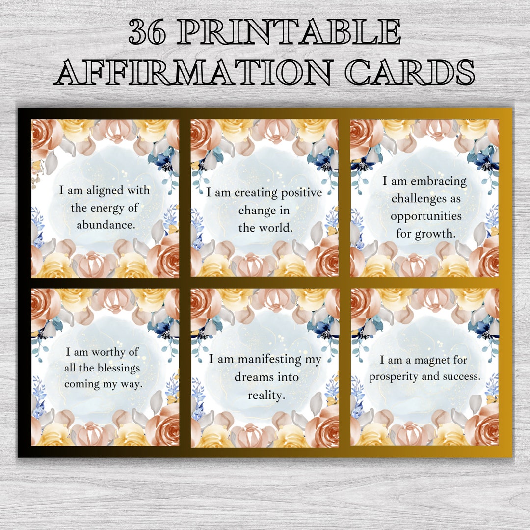 36 Affirmation Cards, Positive Quote Flash Cards, Motivational ...