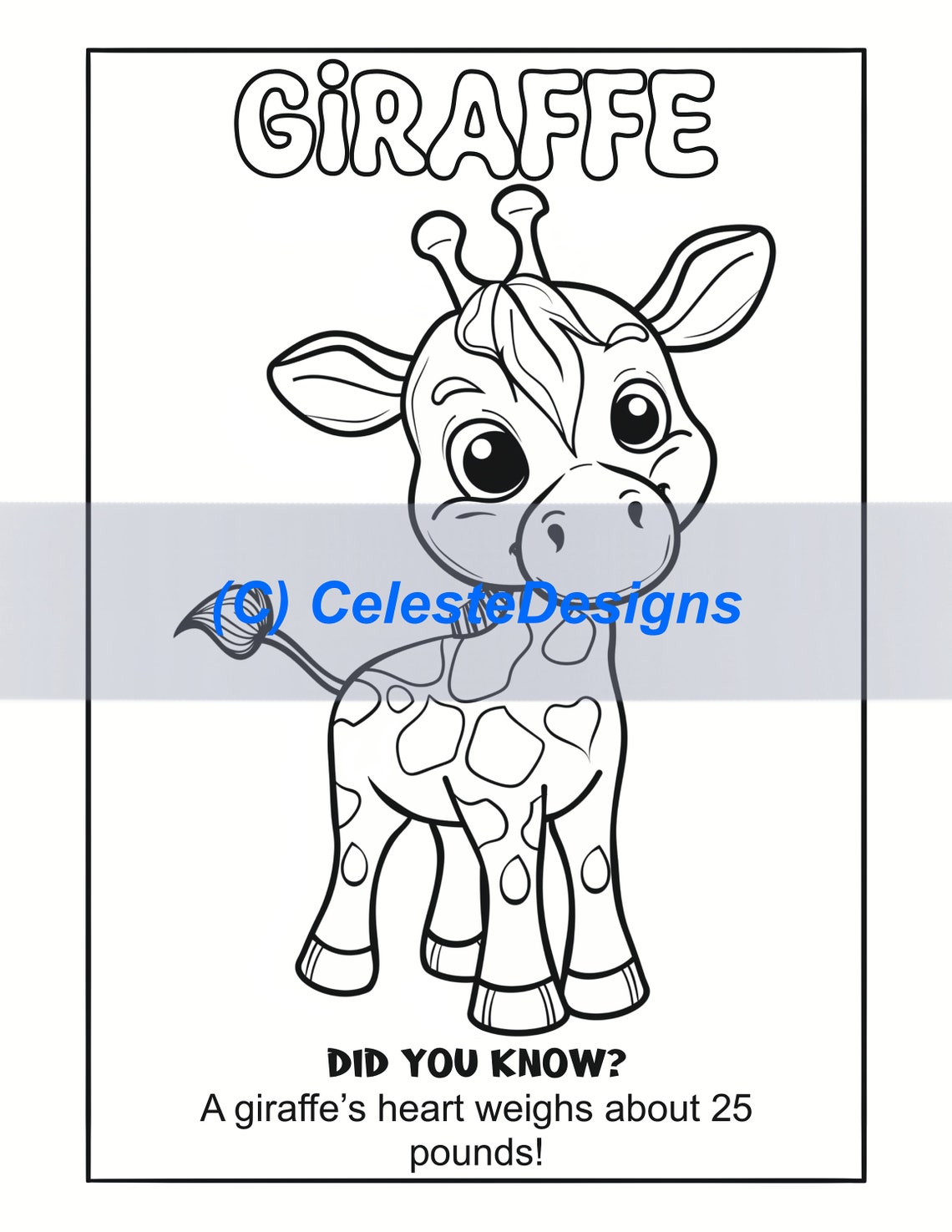 Animal Coloring Pages for Kids 50 Pages 50 Fun Facts Digital Download 8 ...