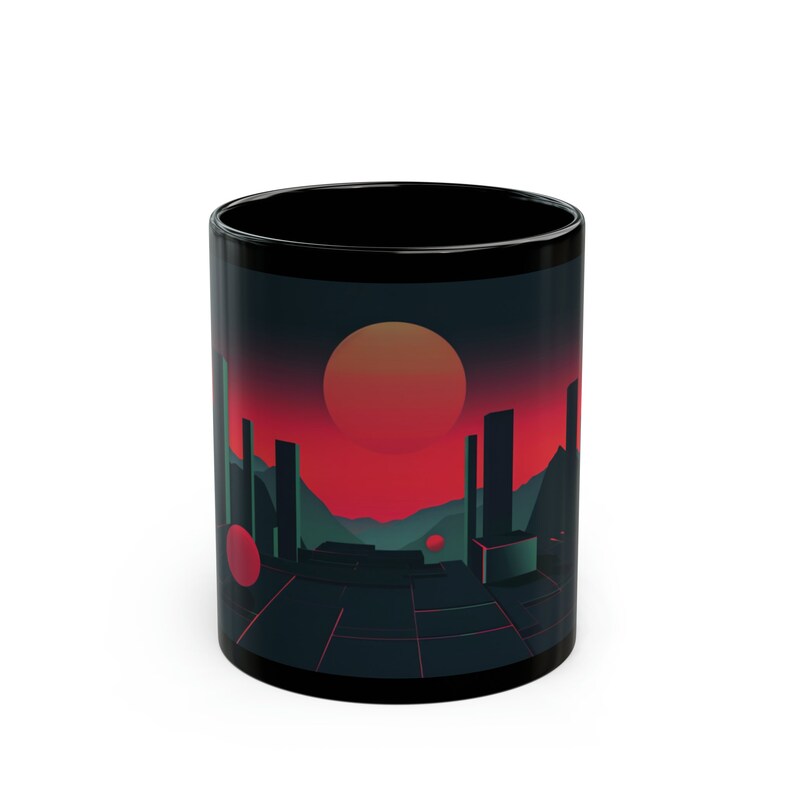 Futuristic Mug Digital City Black Mug Futuristic Design Tron Inspired ...