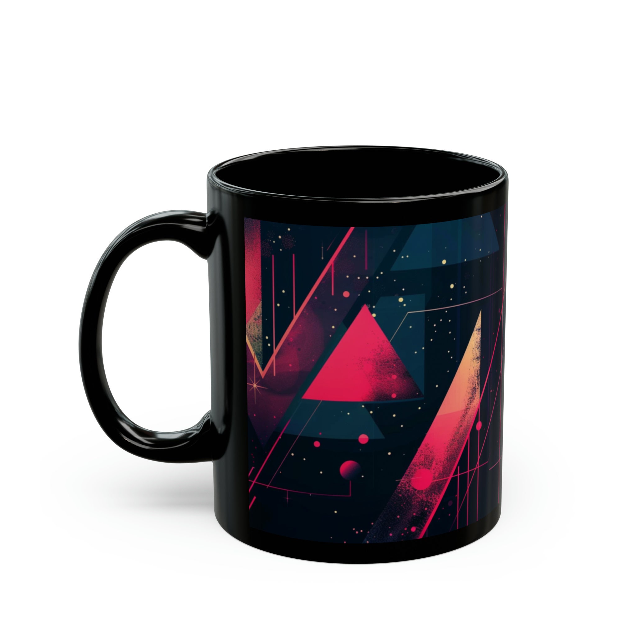 Enigmatic Black Mug Futuristic Design Geometric Design Cosmic Dark ...