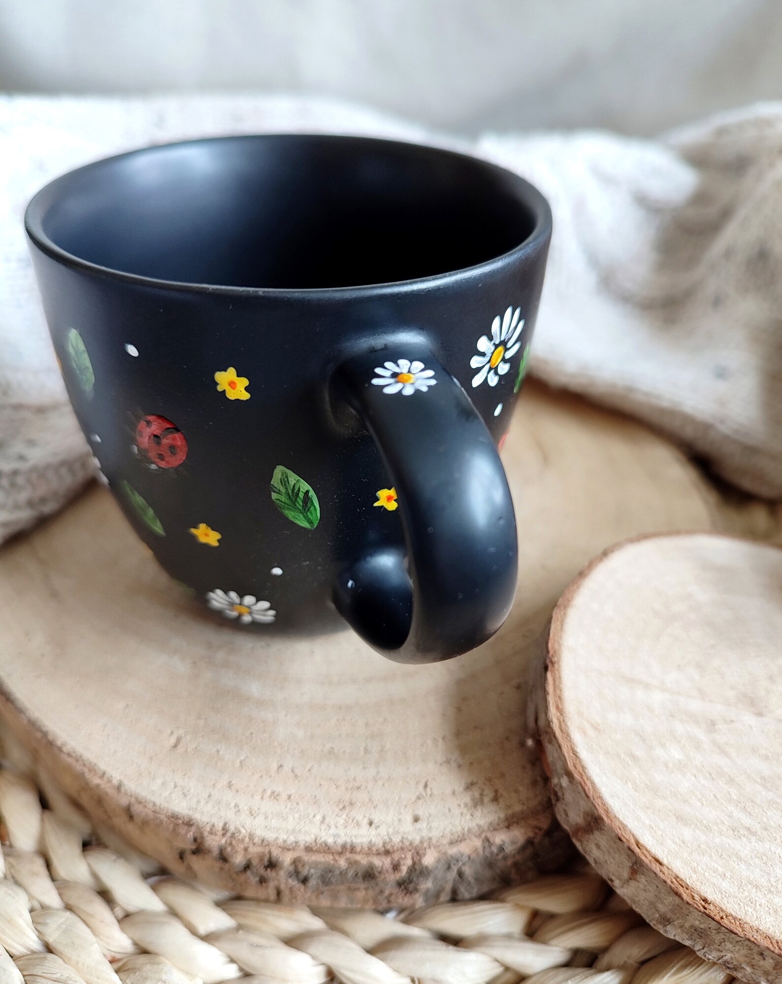 Spring Flowers Ladybird Coffee Mug Porcelain Espresso Cup Cute ...