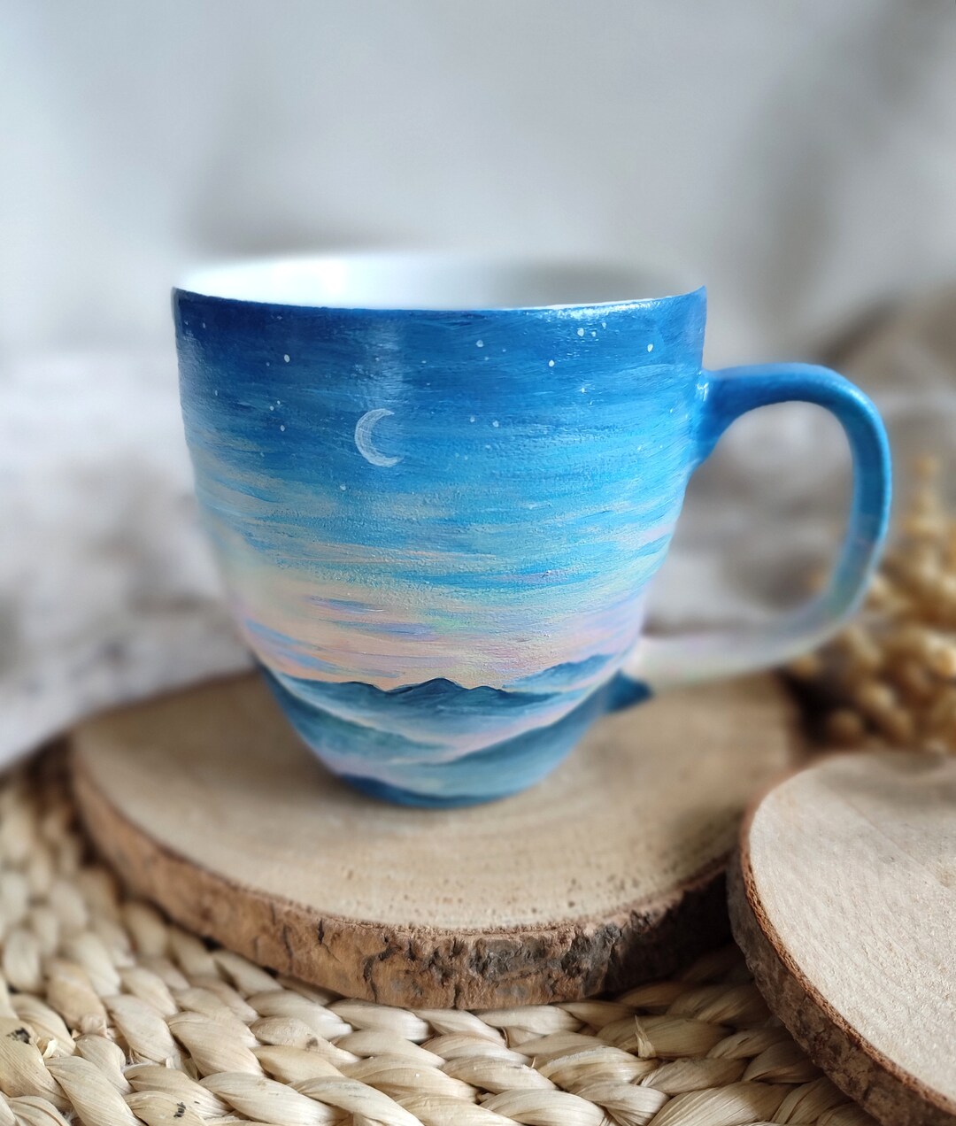Mountain Hand Painted Coffee Mug, the Dawn in the Mountains Tea Cup ...