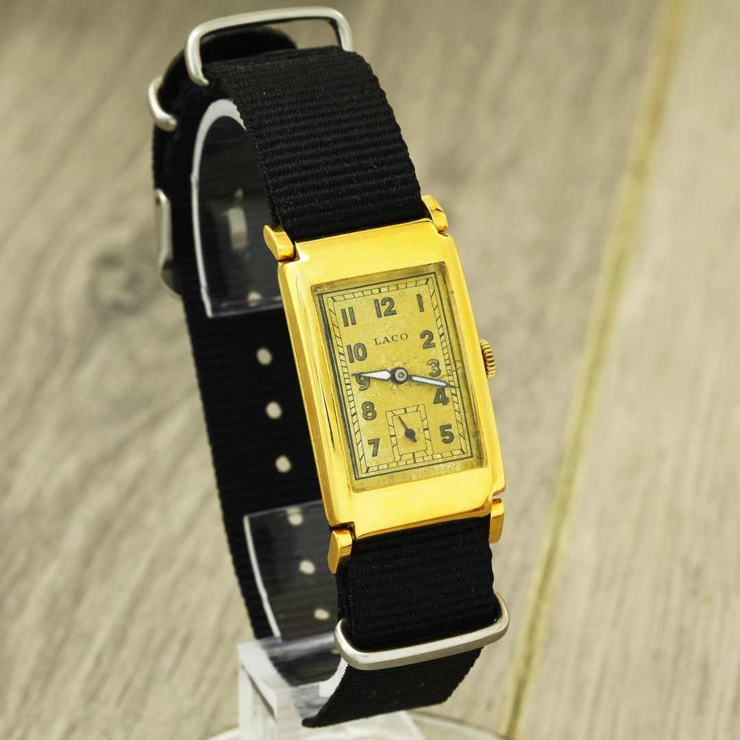 1930's Laco 580 Vintage Tank Case Made in Germany Gold Plated AU Unisex ...