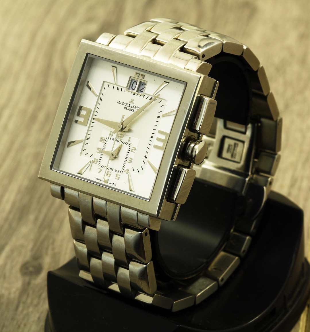 Jacques Lemans G-207 Geneve Dual Time Zone Quartz Swiss Made Wristwatch ...