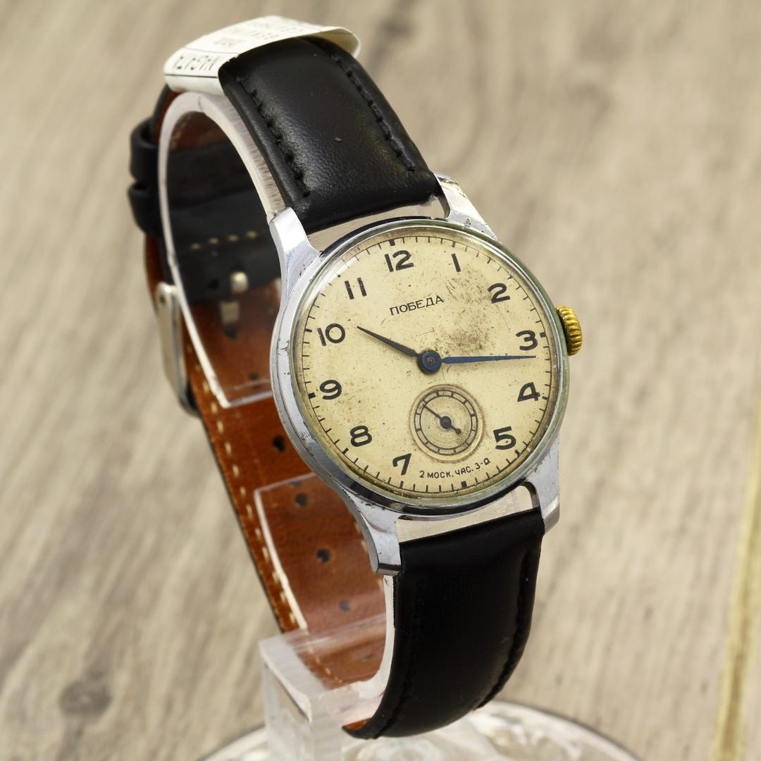 1950's Pobeda 2602 USSR Soviet Men's Vintage Wristwatch Second Watch ...