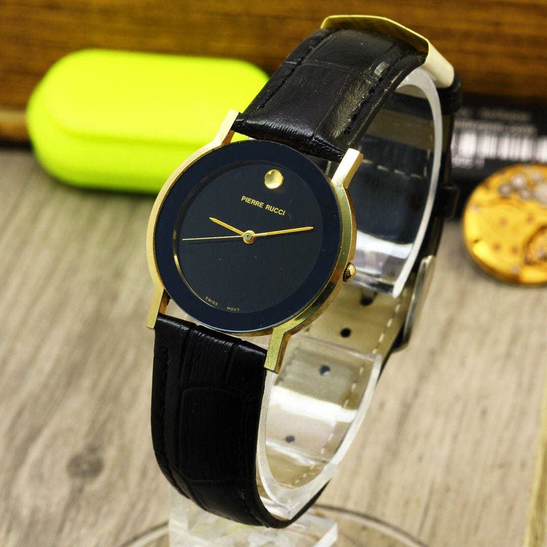 Pierre Rucci Quartz 18K Gold Plated Water Resistant Wristwatch Swiss ...