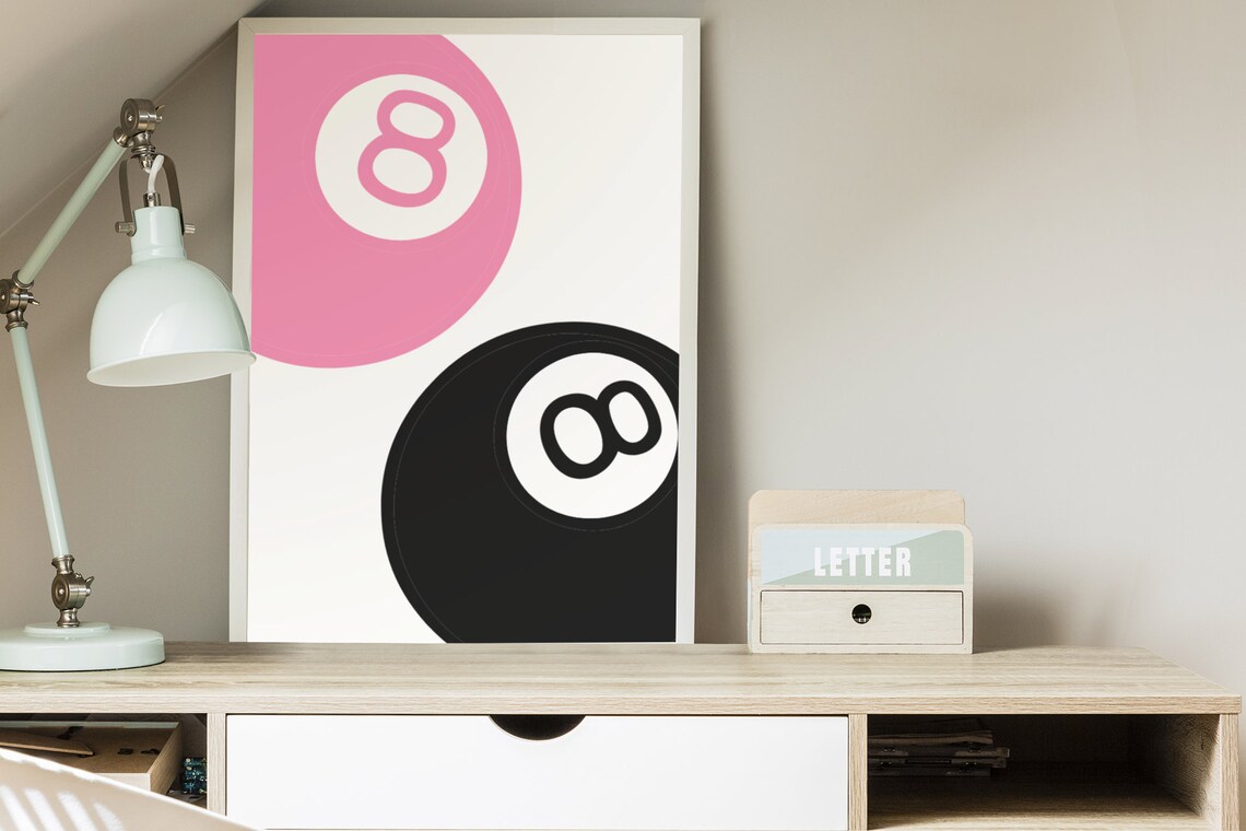 Magic 8 Ball Pink & Black Printable Wall Art | Law of Attraction Decor ...