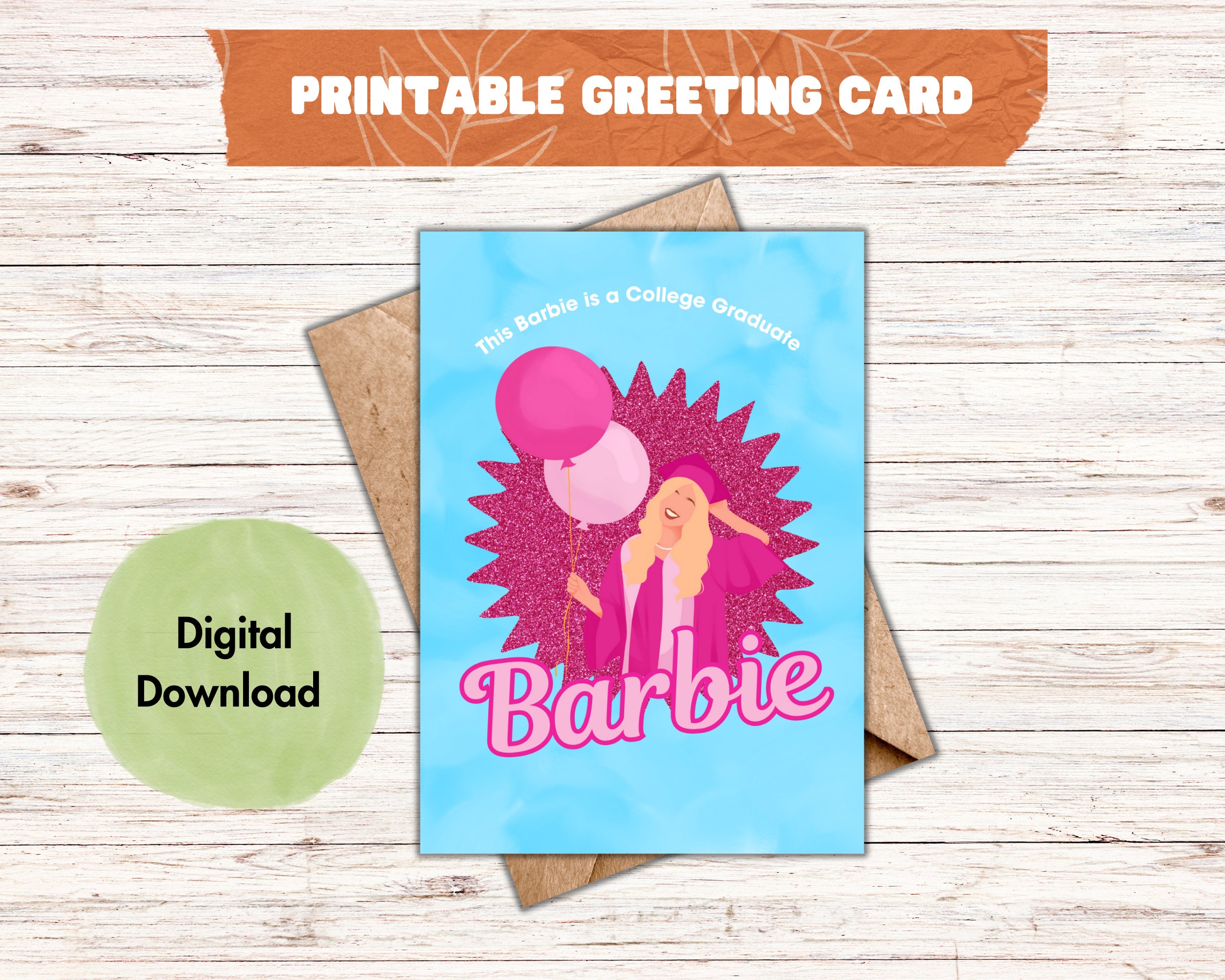 Barbie Inspired College Graduation Card Printable Congratulations ...