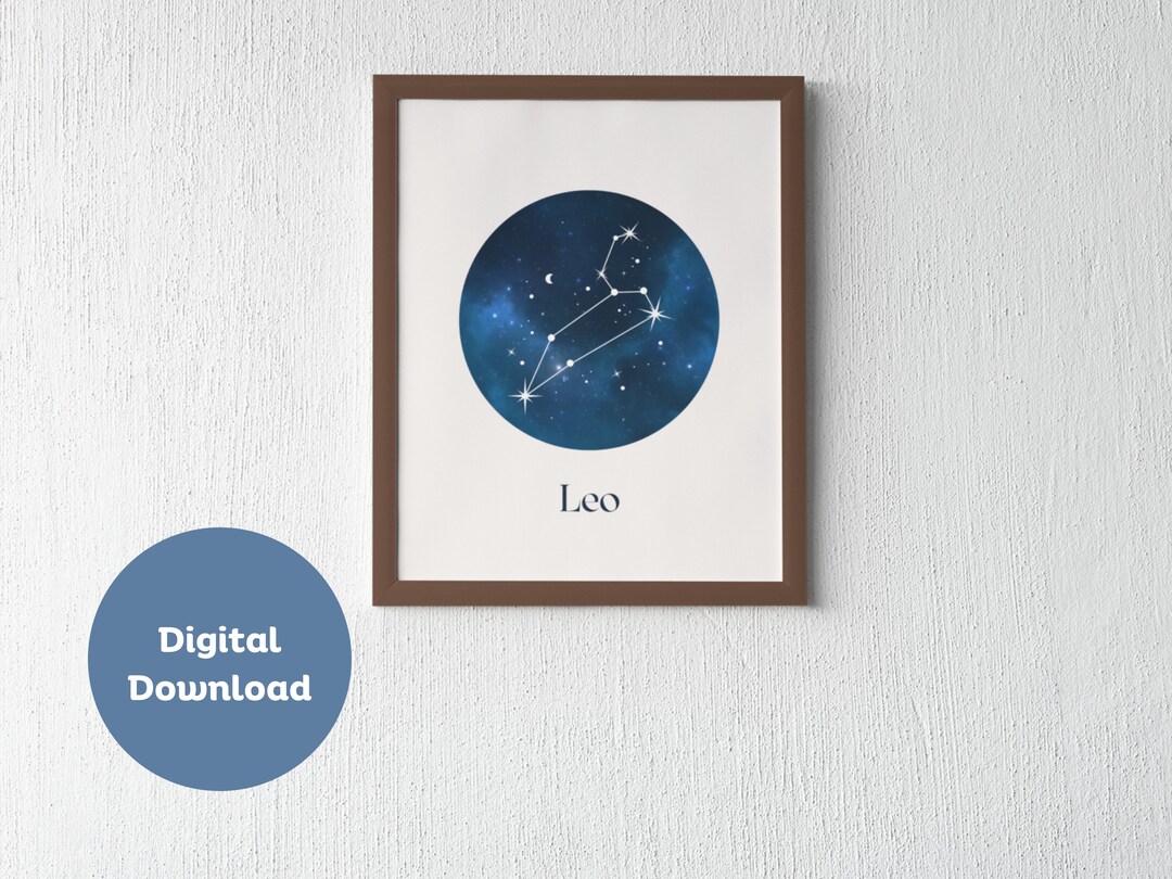 Leo Constellation Digital Download | Zodiac Star Sign Printable Wall ...