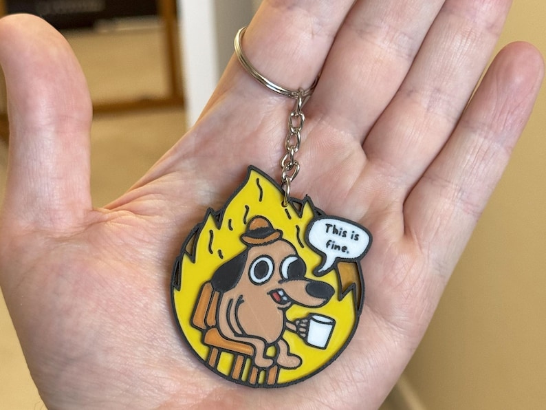 This is Fine Meme Keychain - Etsy