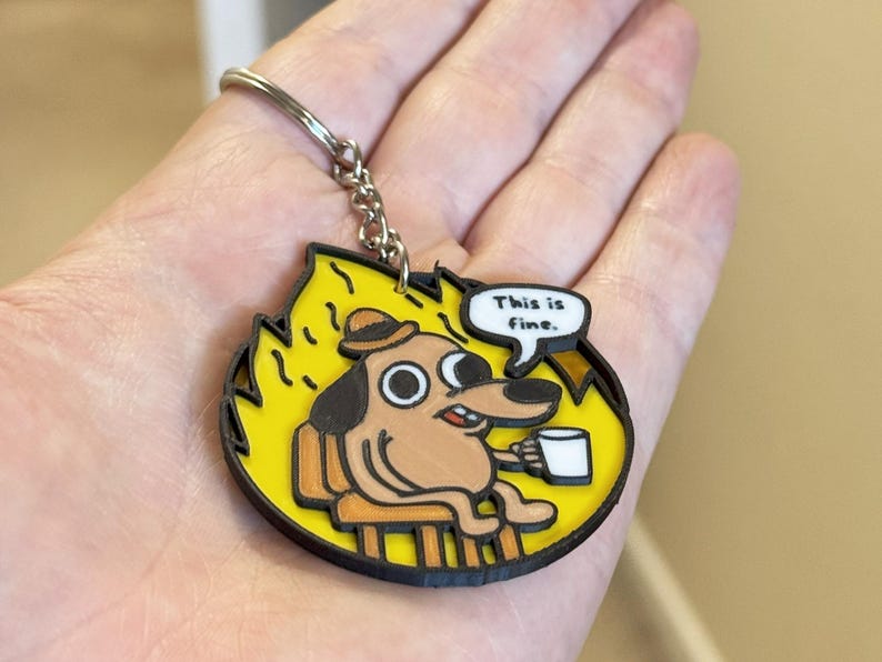 This is Fine Meme Keychain - Etsy