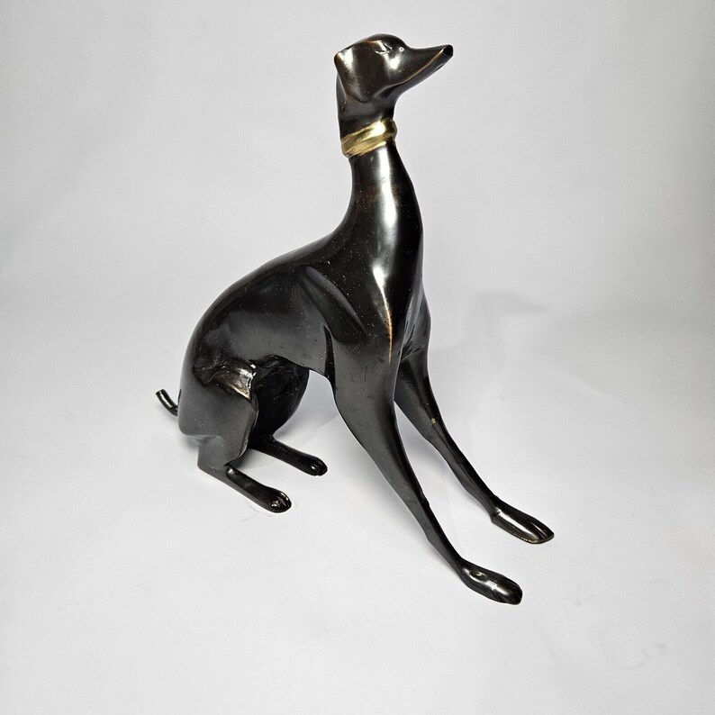 Bronze Dog Abstract Whippet Doberman Vintage Retro Metal Art Sculpture ...